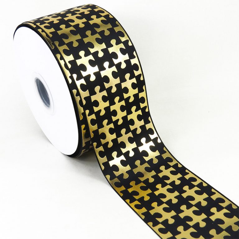 Custom printed puzzle 3" wide grosgrain ribbon 75 mm width