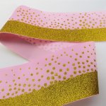 DIY Grosgrain Ribbon 3 inches Gold Glitter Printed Ribbon