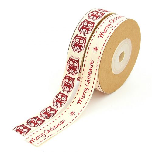 Wholesale 1.5cm Wide Merry Christmas Printed Cotton Ribbon Roll
