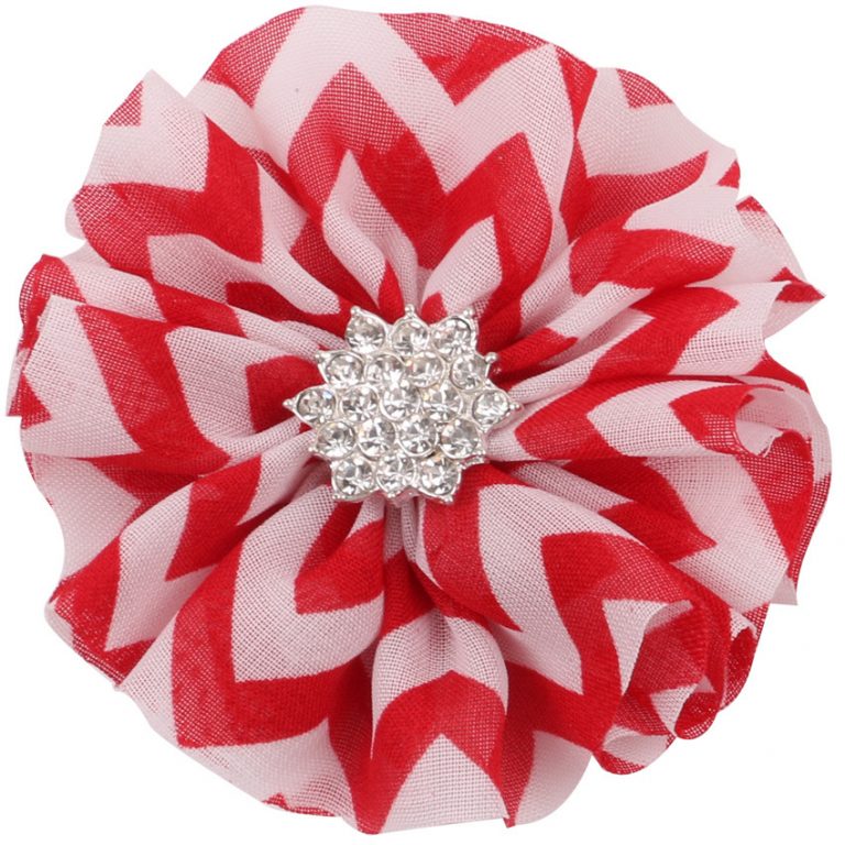 6cm diameter handmade diamond chiffon fabric flower