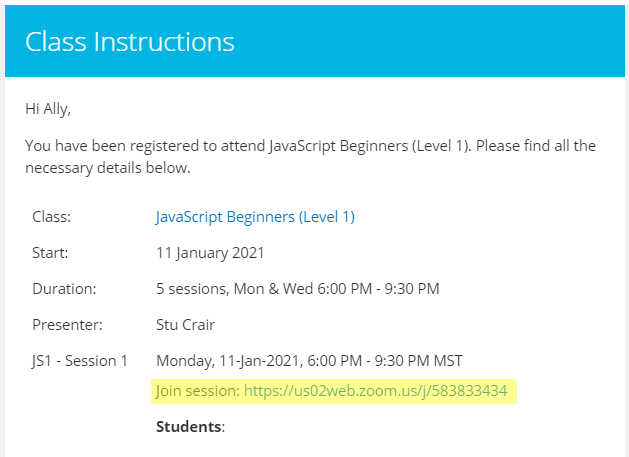 Online Class Instructions | Technology School Classes