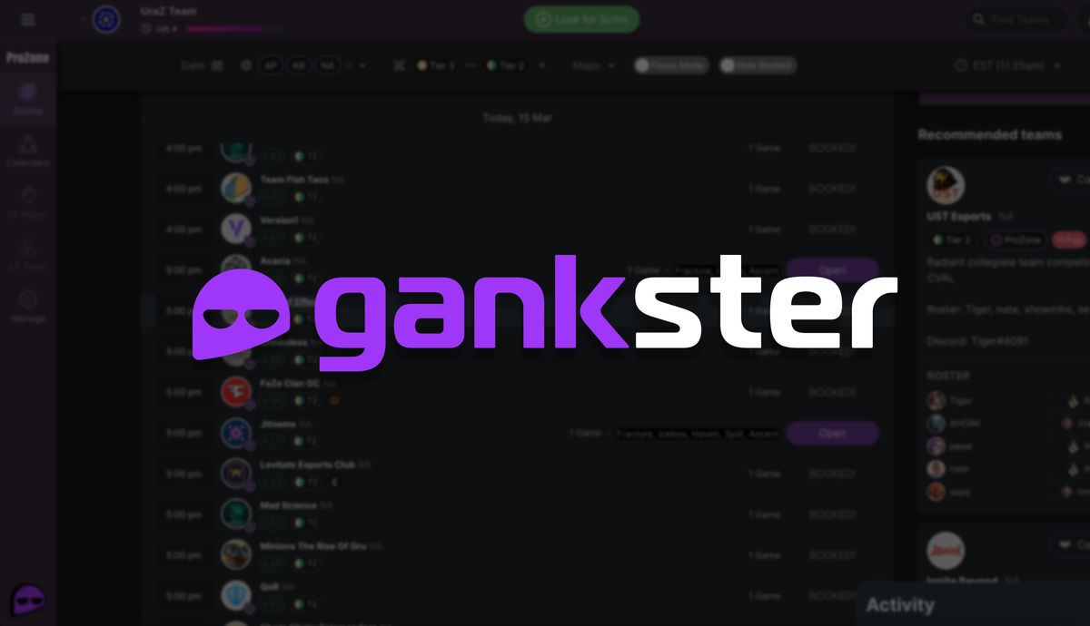 Gankster - Team Up, Practice, Compete