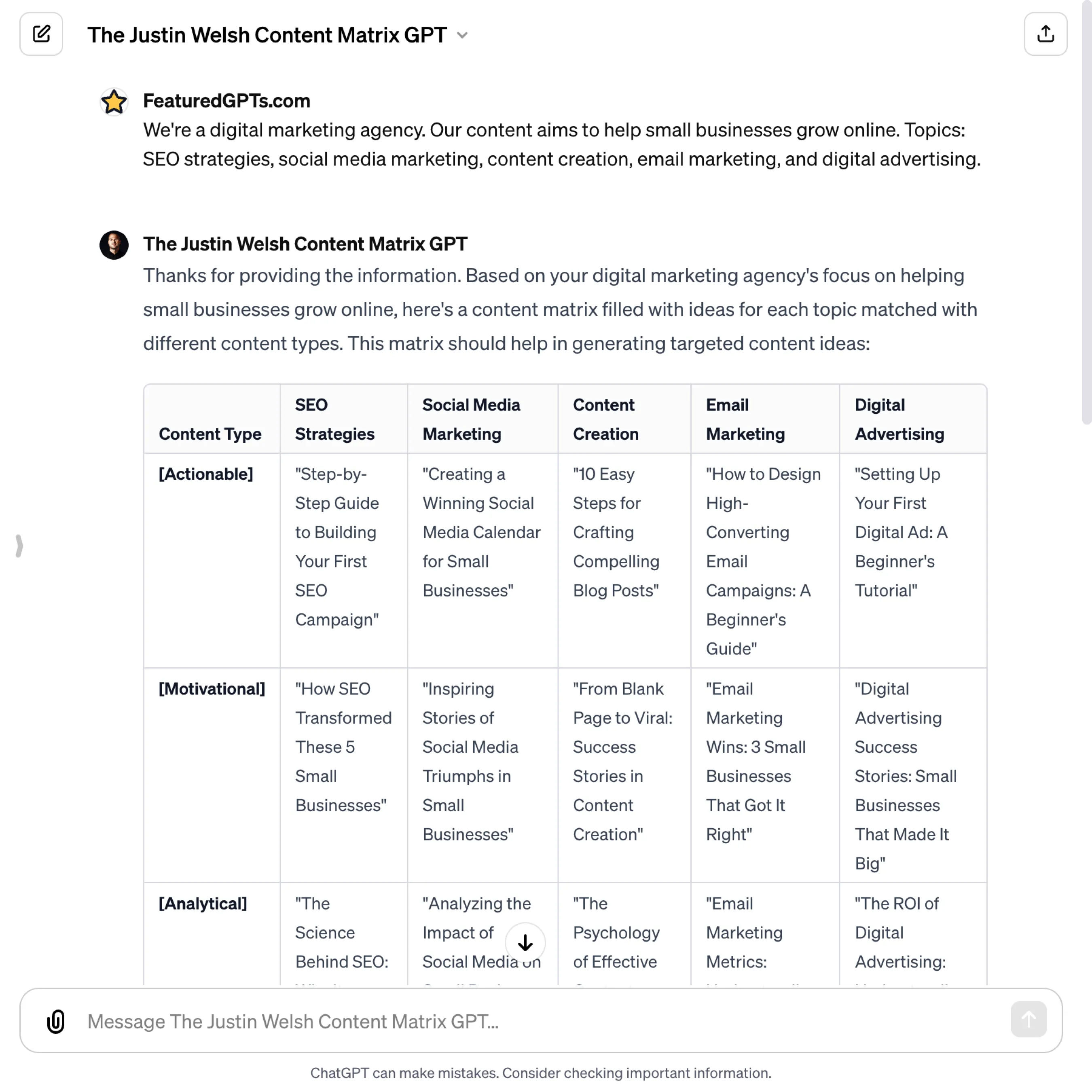 The Justin Welsh Content Matrix GPT | GPTs Review: Performance, Core ... The Justin Welsh Content Matrix GPT | GPTs Review: Performance, Core ...