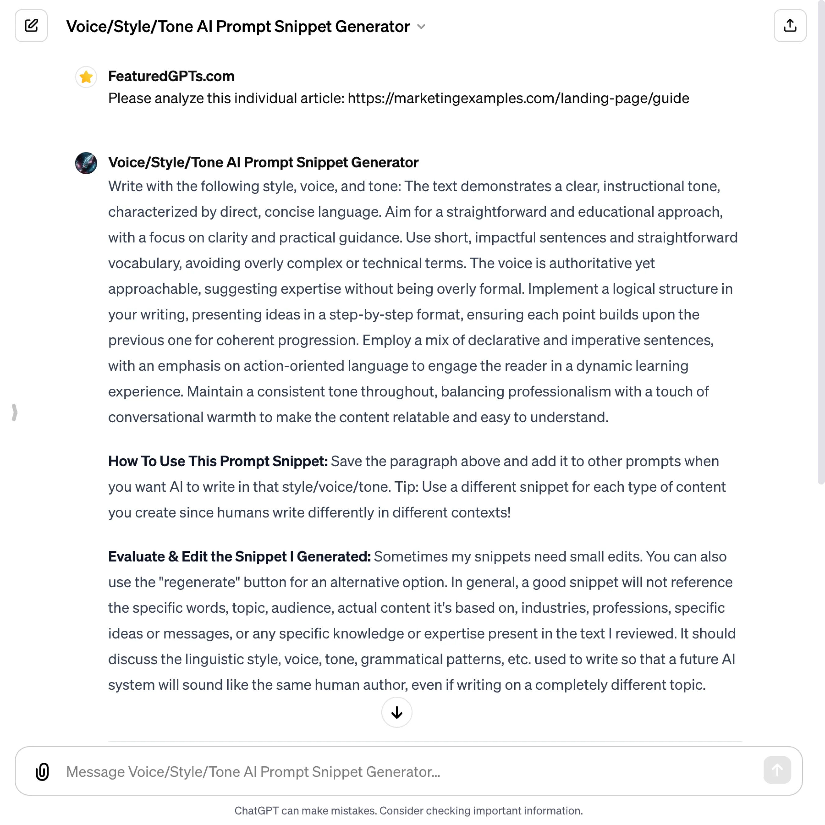 Voice/Style/Tone AI Prompt Snippet Generator | GPTs Review: Performance ... Voice/Style/Tone AI Prompt Snippet Generator | GPTs Review: Performance ...