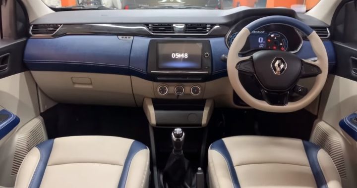 Renault Triber Interiors Modified In Blue & Beige Dual Tone - First In ...
