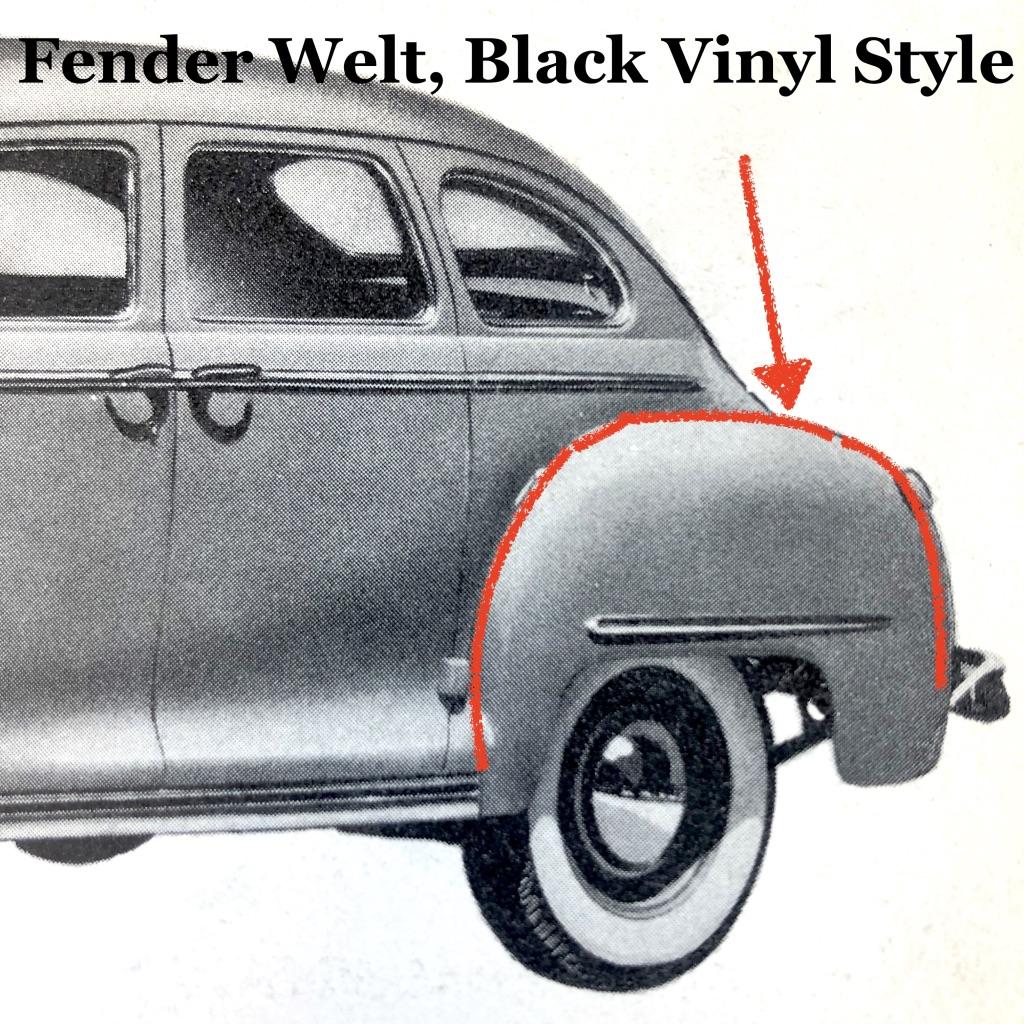 Black Fender Welt - Original Size and Style fits Chrysler, DeSoto and ...