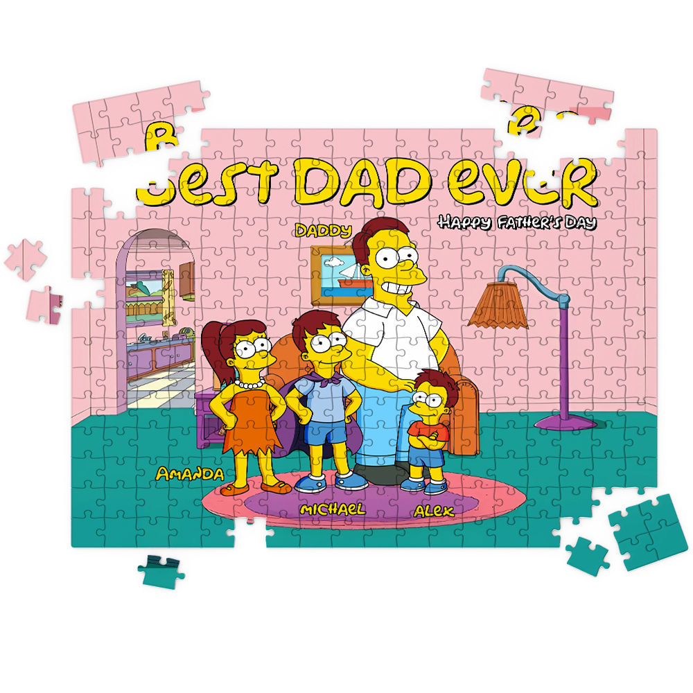Personalized Jigsaw Puzzles - Best Dad Ever - Simpson Family - Father's ...