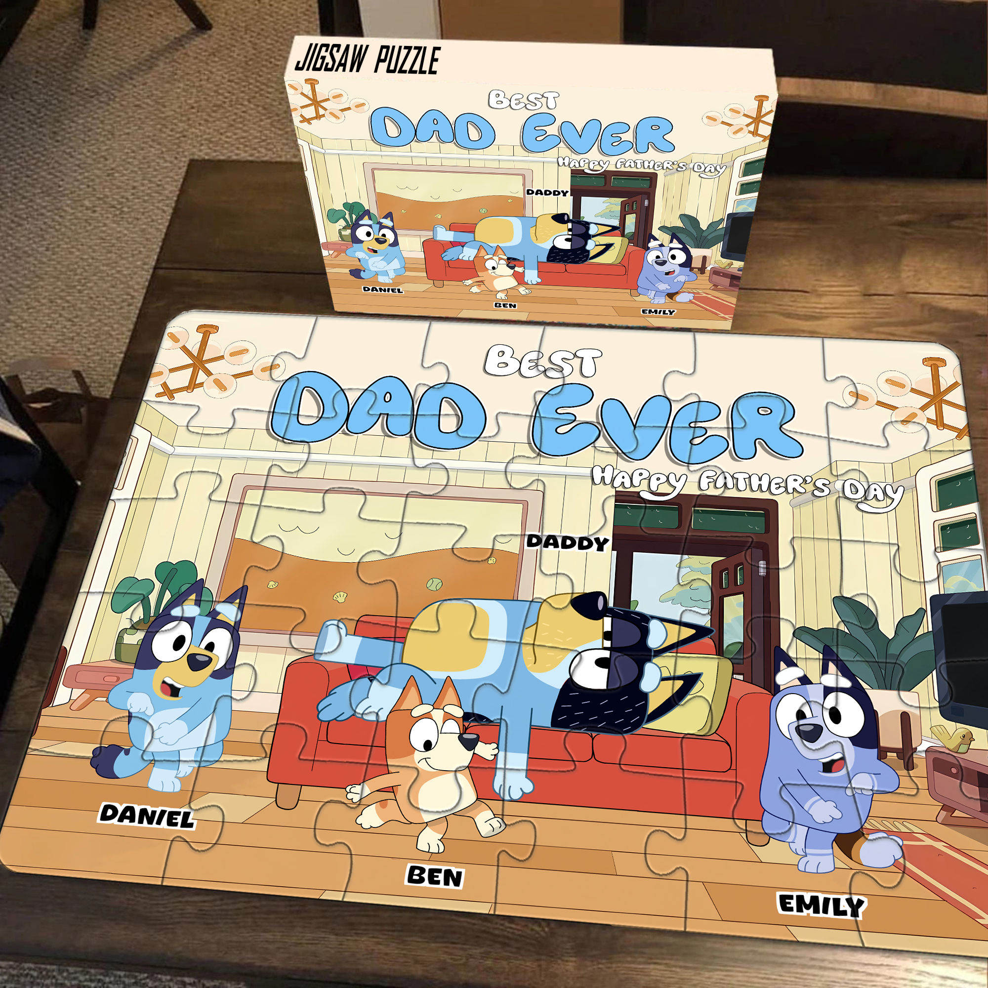 Jigsaw Puzzle Personalized - Best Dad Ever - Happy Father's Day - Bluey ...