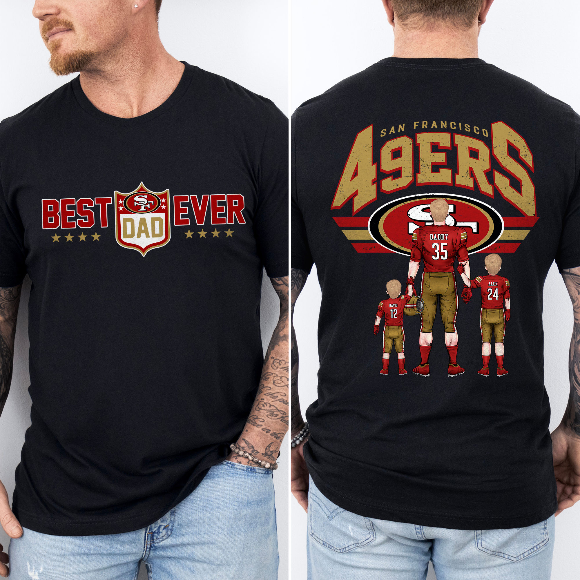 Personalized Tshirt - Best Dad Ever - NFL Football Team (v3) - Father's ...
