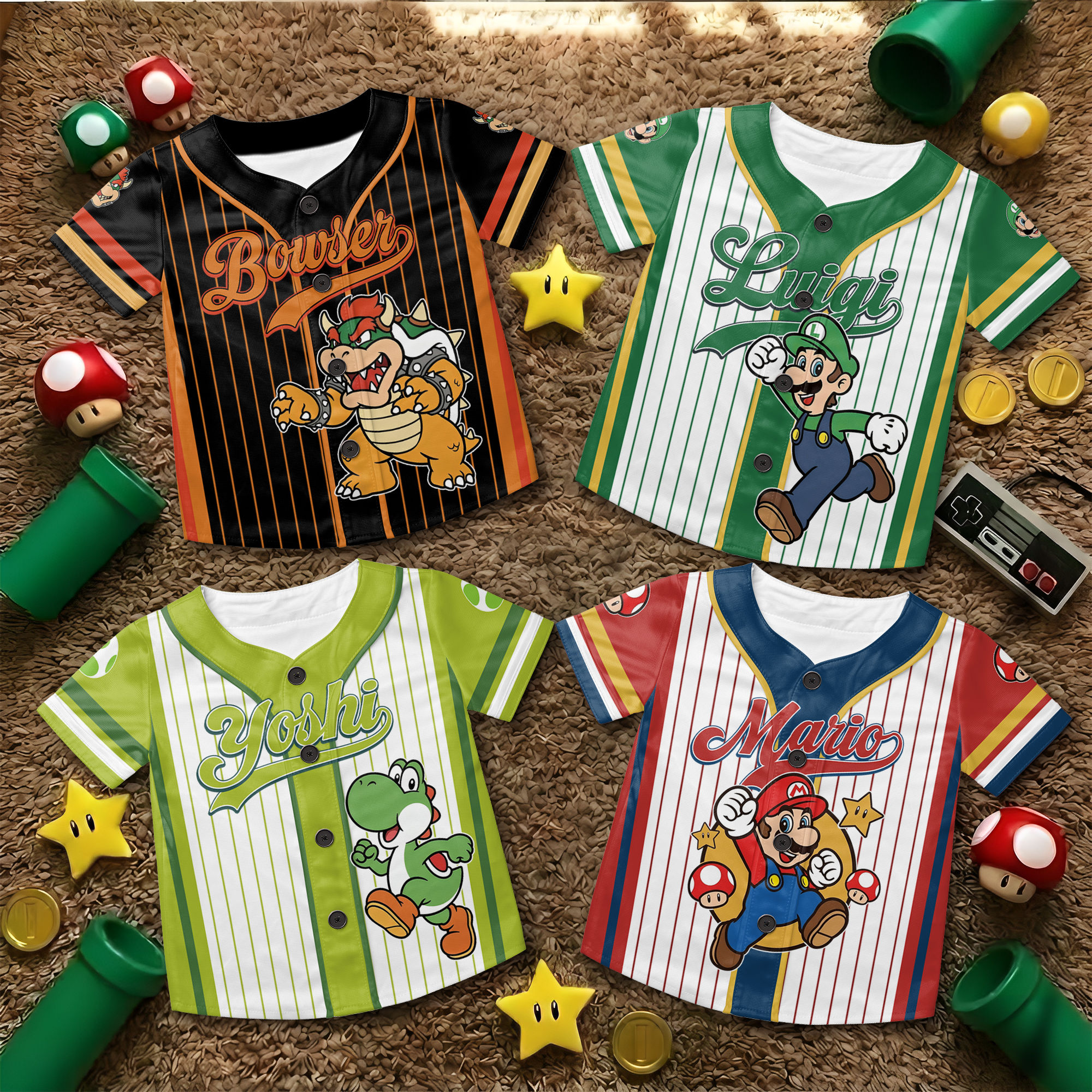 Personalized Set - Custom Baseball Jersey - Super Mario - Custom Mario ...