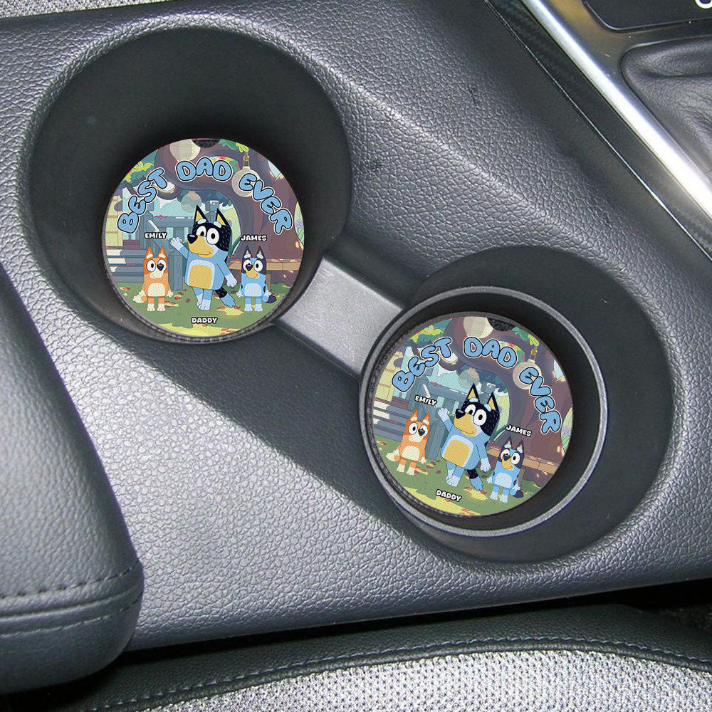 Personalized Car Coaster - Best Dad Ever - Bluey Family - Father's Day ...