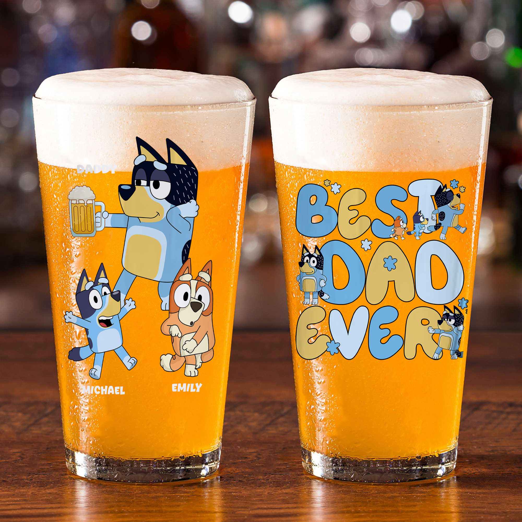 Personalized Beer Glass - Best Dad Ever (B2) - Bluey Dad - Father's Day 2025 - Personalized Beer ...