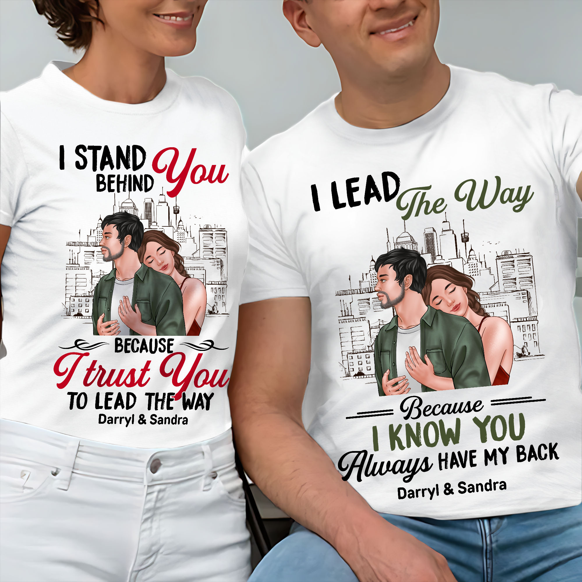 Personalized Set - Gift For Couples - Couple Matching T-shirt - I stand ...