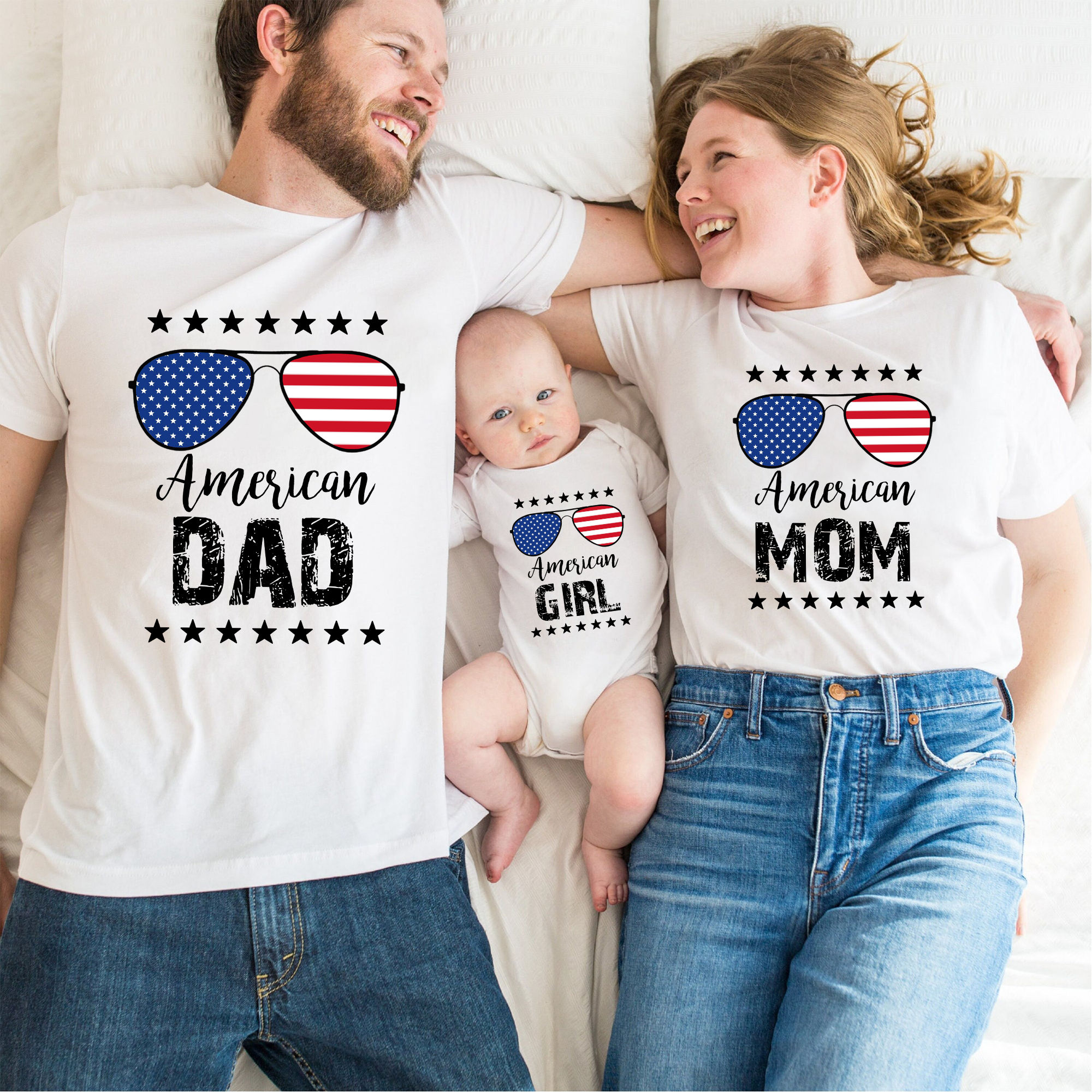 Personalized Set - Family Matching Outfit - American Dad Mom Girl ...