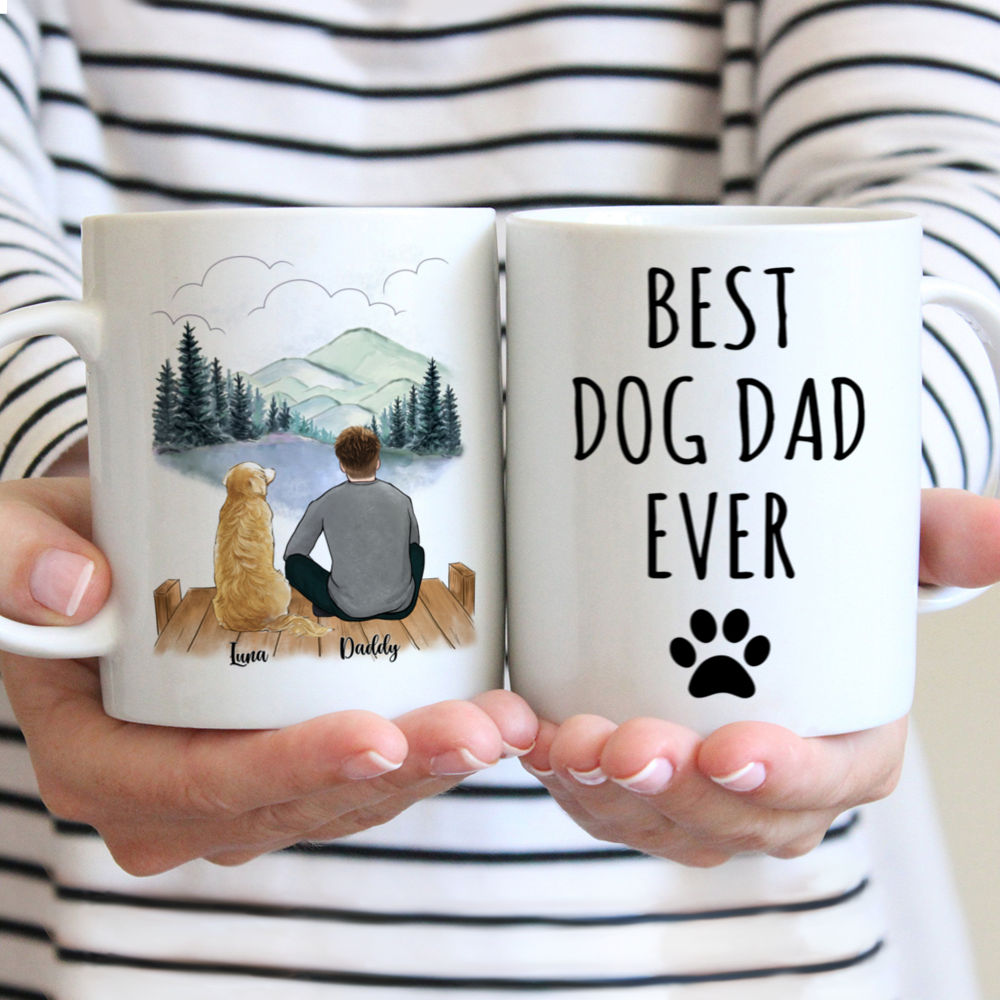 Man and Dogs Best Dog Dad Ever Personalized Mugs Gossby