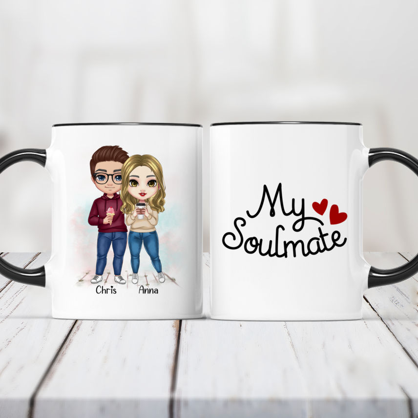 Custom Mug Soul Mates Mug Set | Soulmates Gift For Newlyweds Black ...