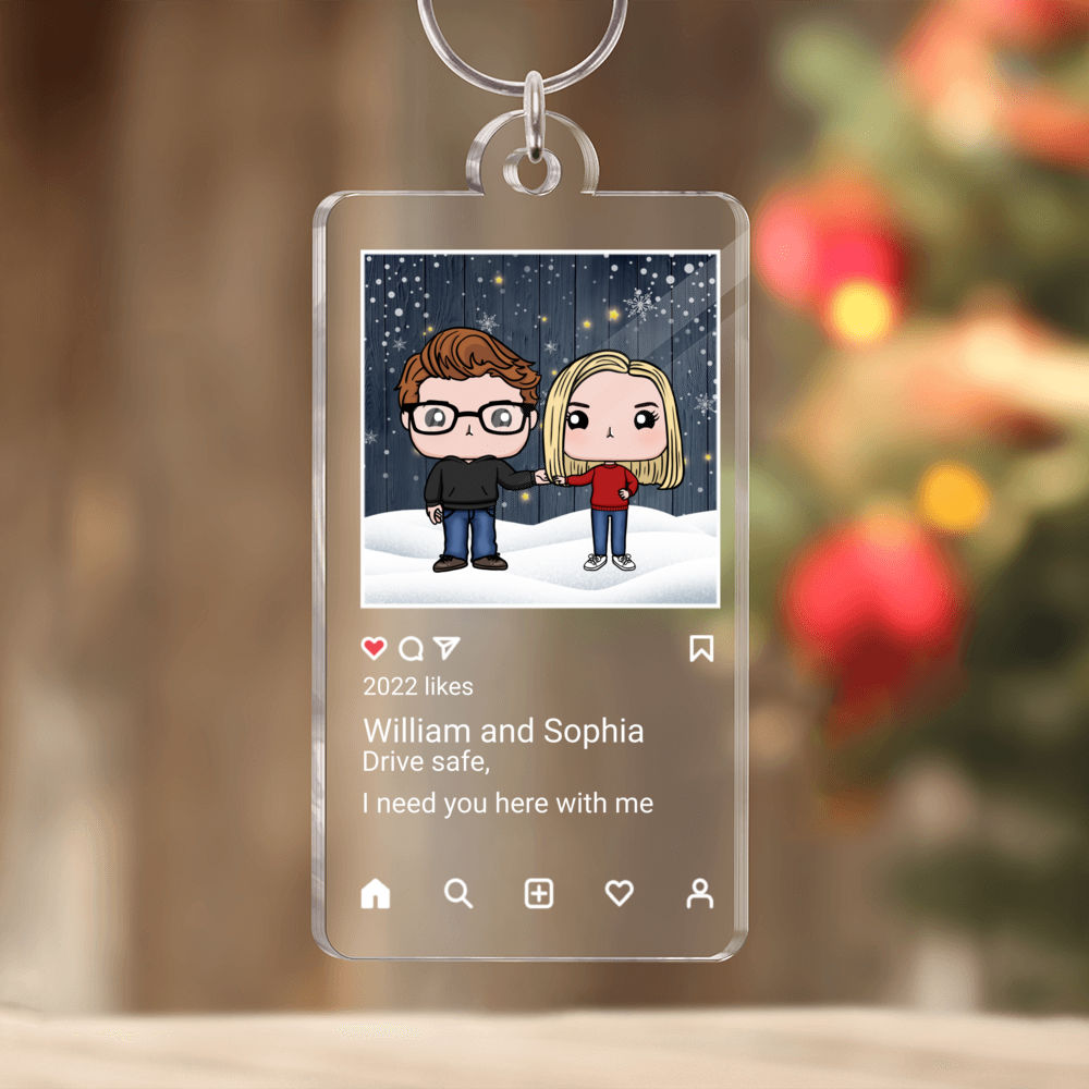 Couple Figure Keychain - Custom Instagram Frame Keychain - Gifts for ...