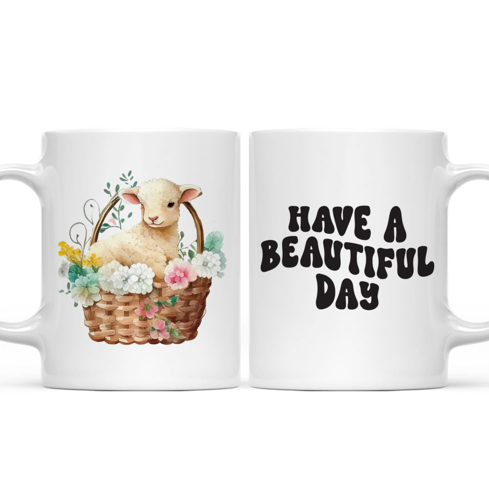 Sheep Mug - Positive Vibes - Personalized Cute Watercolor Sheep Mug 2024