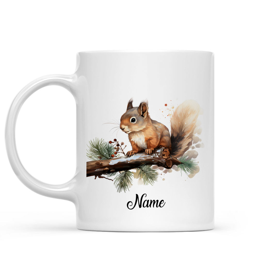 Squirrel Mug - Positive Vibes - Personalized Cute Watercolor Squirrel ...