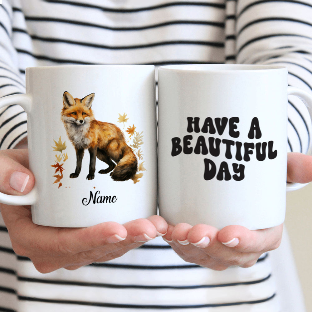 Fox Mug - Positive Vibes - Personalized Cute Watercolor Fox Mug 2024