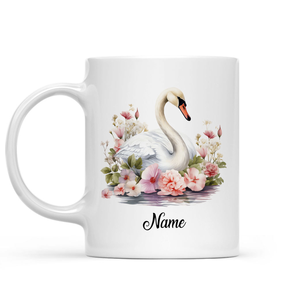 Spring Mug - Spring Quoste - Personalized Watercolor Floral Swan Mug 2024