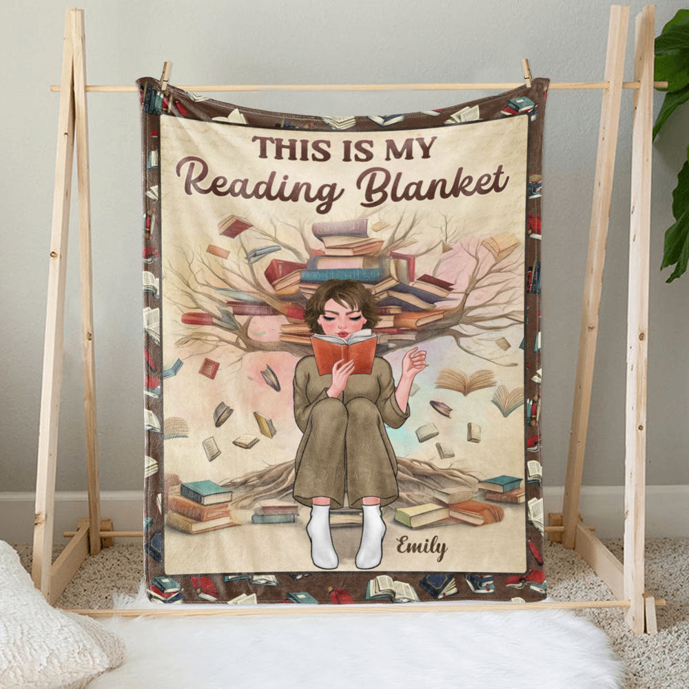 Custom Blanket - This is my reading blanket - Personalized Blanket
