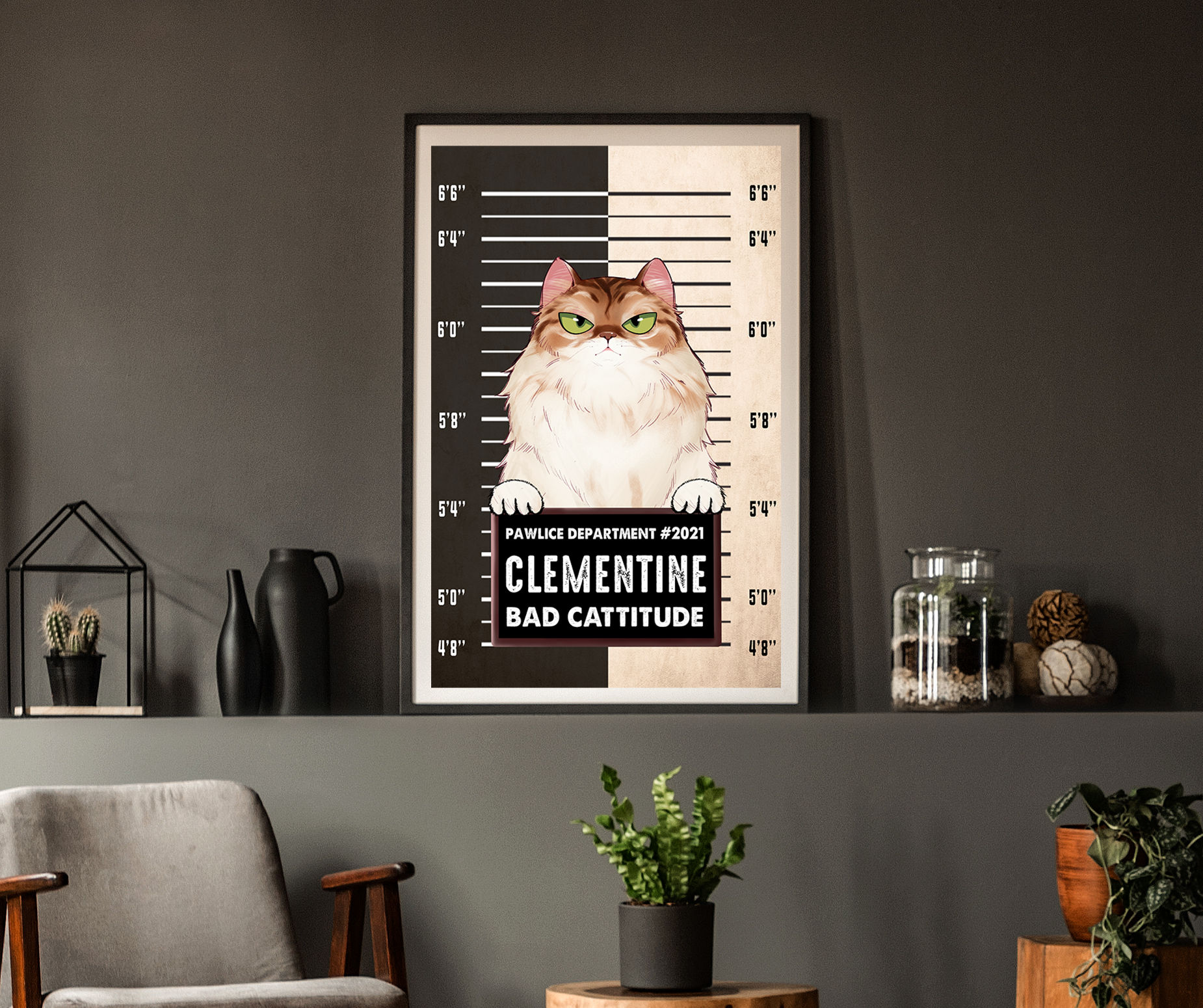 Pawlice Cat - Bad Cattitude - Personalized Poster
