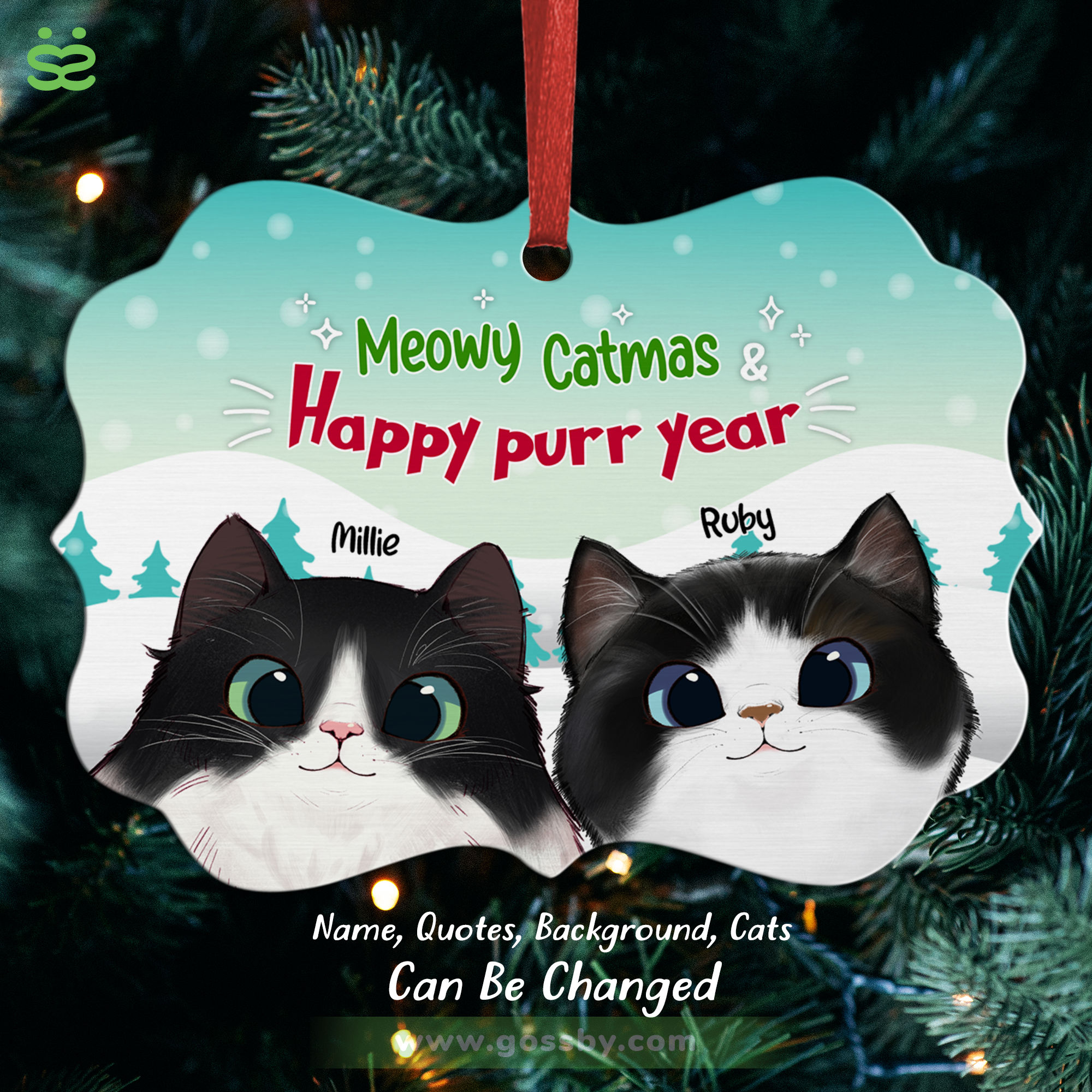 Peeking Cat v2 - Meowy Catmas & Happy Purr Year (Blue) - Personalized ...