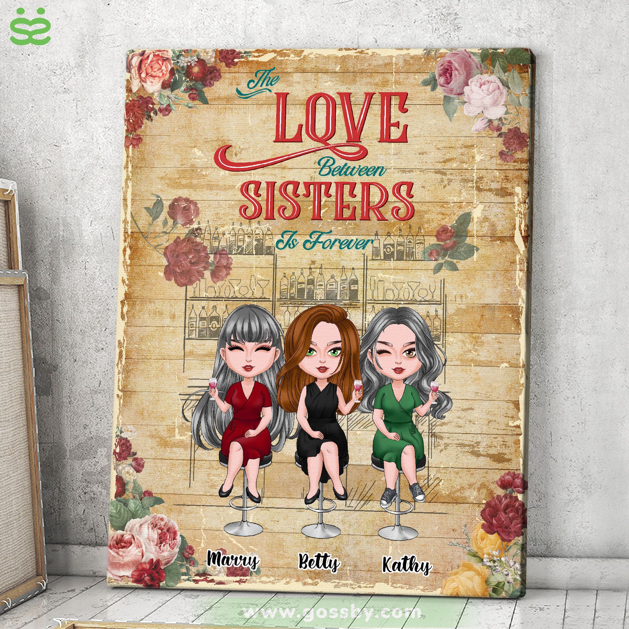 Sisters canvas - The love between Sisters is forever - Personalized ...