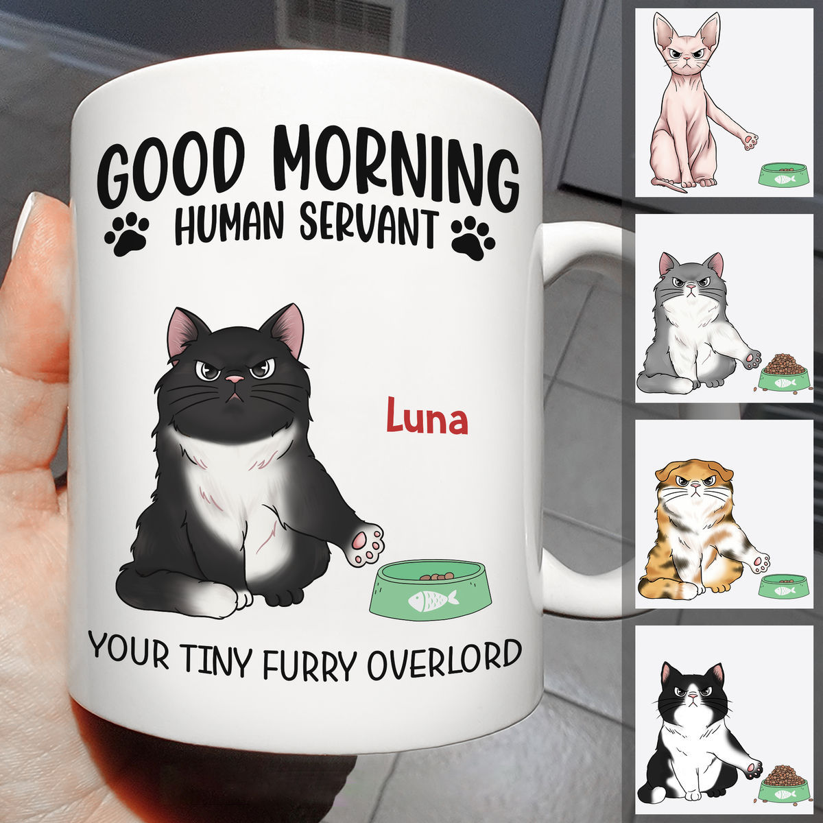 Funny Cat - Good Morning Human Servant - Gift For Cat Lovers ...