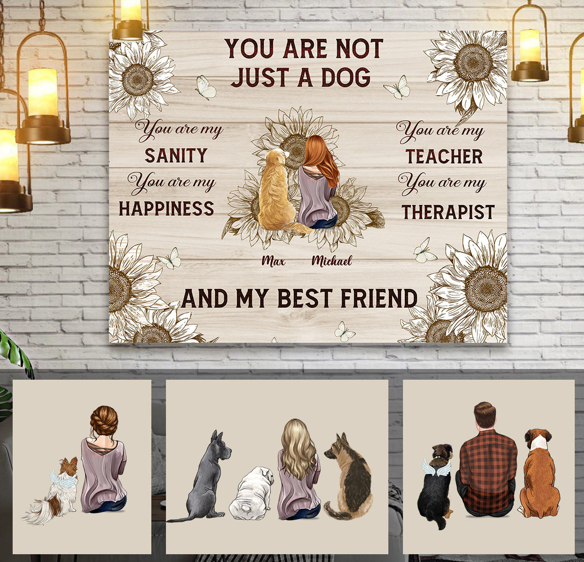 Girl and Dogs Canvas - You are not just a dog you are my sanity