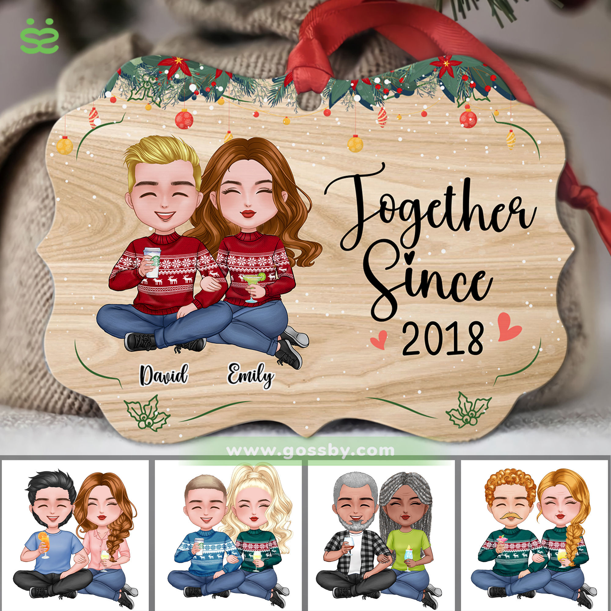 Chibi Couple - Together Since [Year] - Personalized Ornament