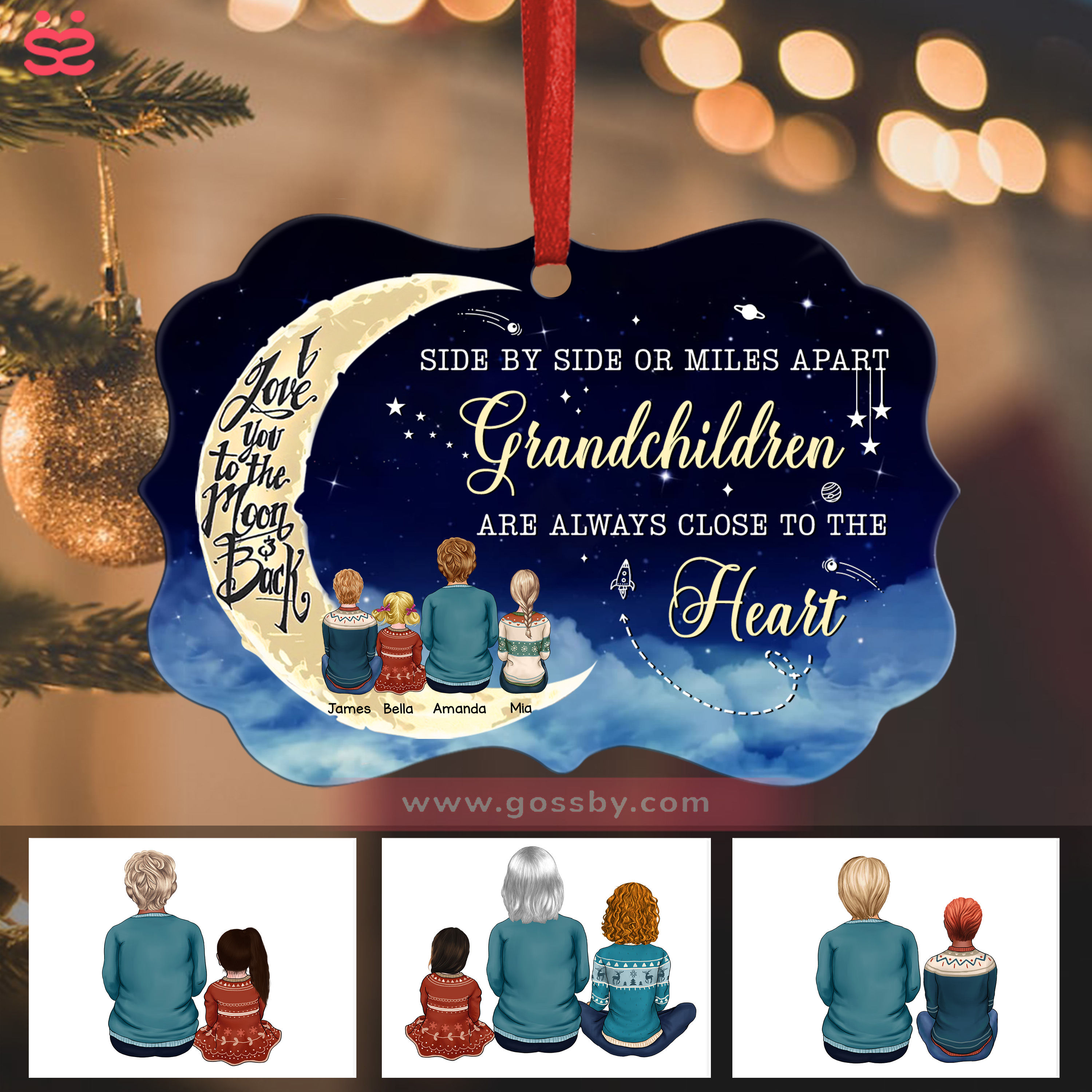 Grandkids - Xmas Ornament - Side By Side Or Miles Apart, Grandchildren ...