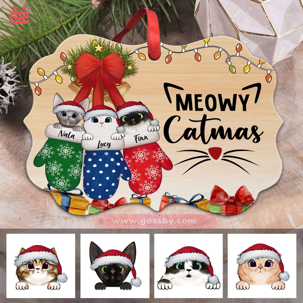 Cat Lovers - Meowy Catmas - Personalized Ornament
