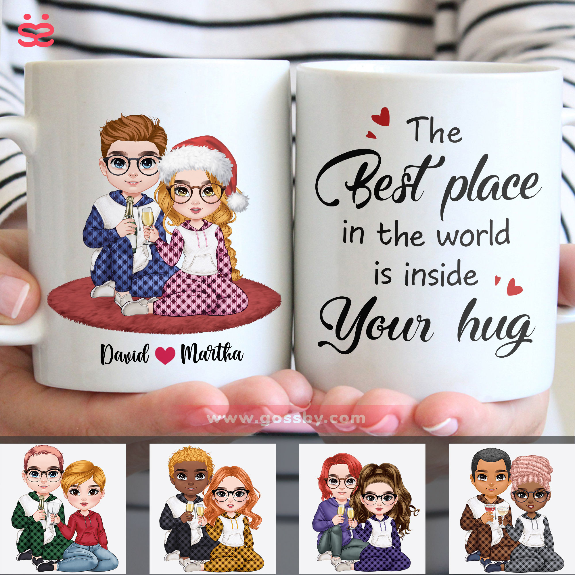 Couple Mug - The best place in the world is inside your hug - Custom ...