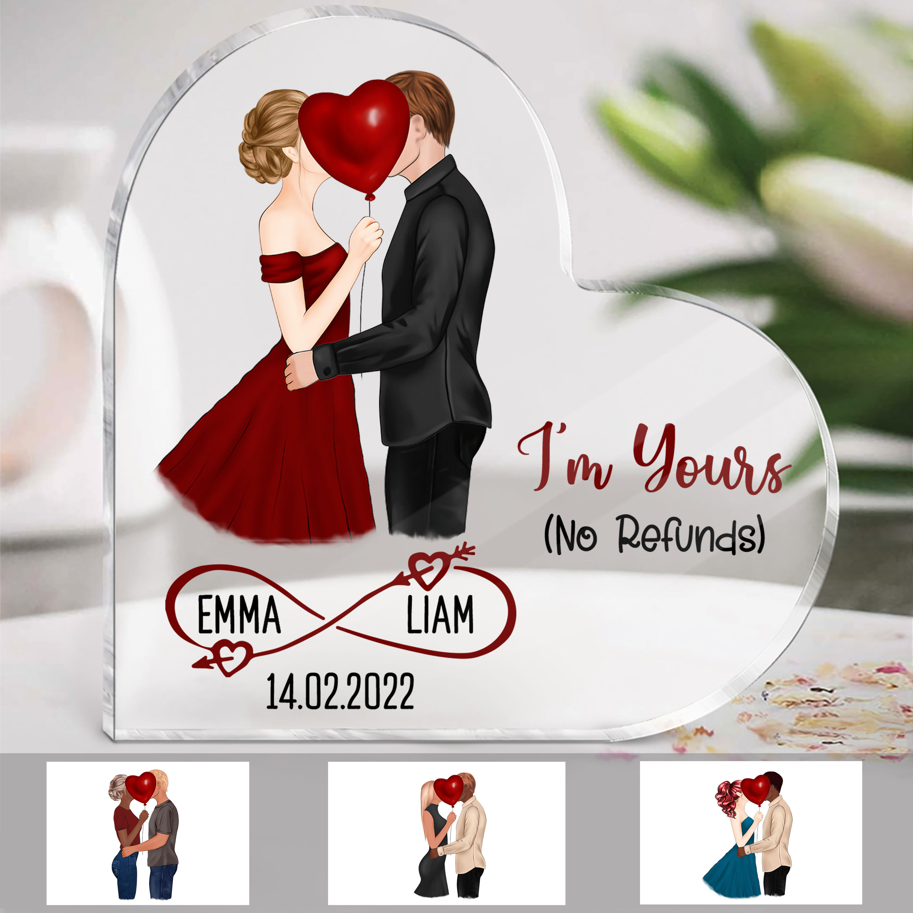 Heart Transparent Plaque - Couple - I'm Yours No Refunds - Personalized ...