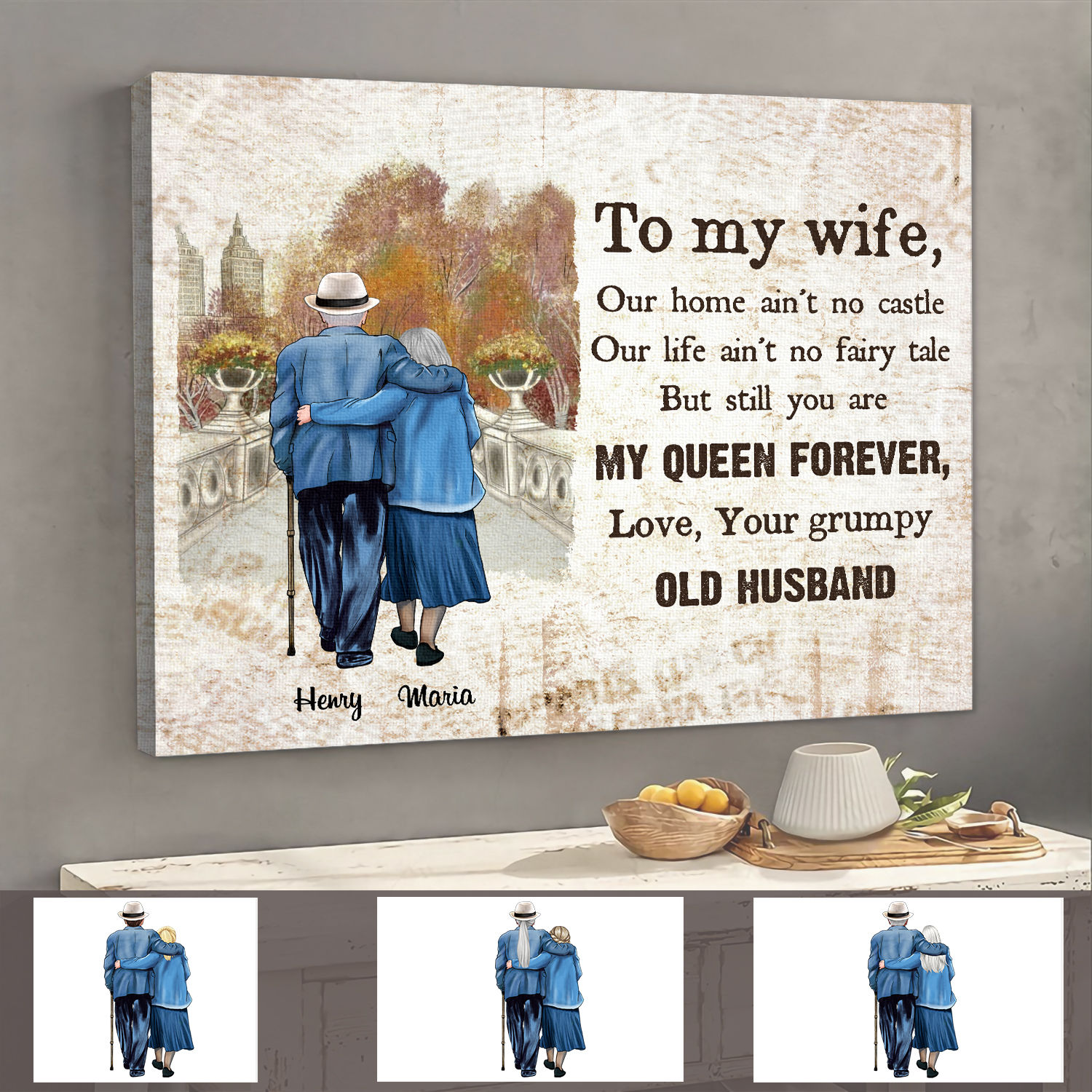 Couple Canvas - To my wife you are my queen forever