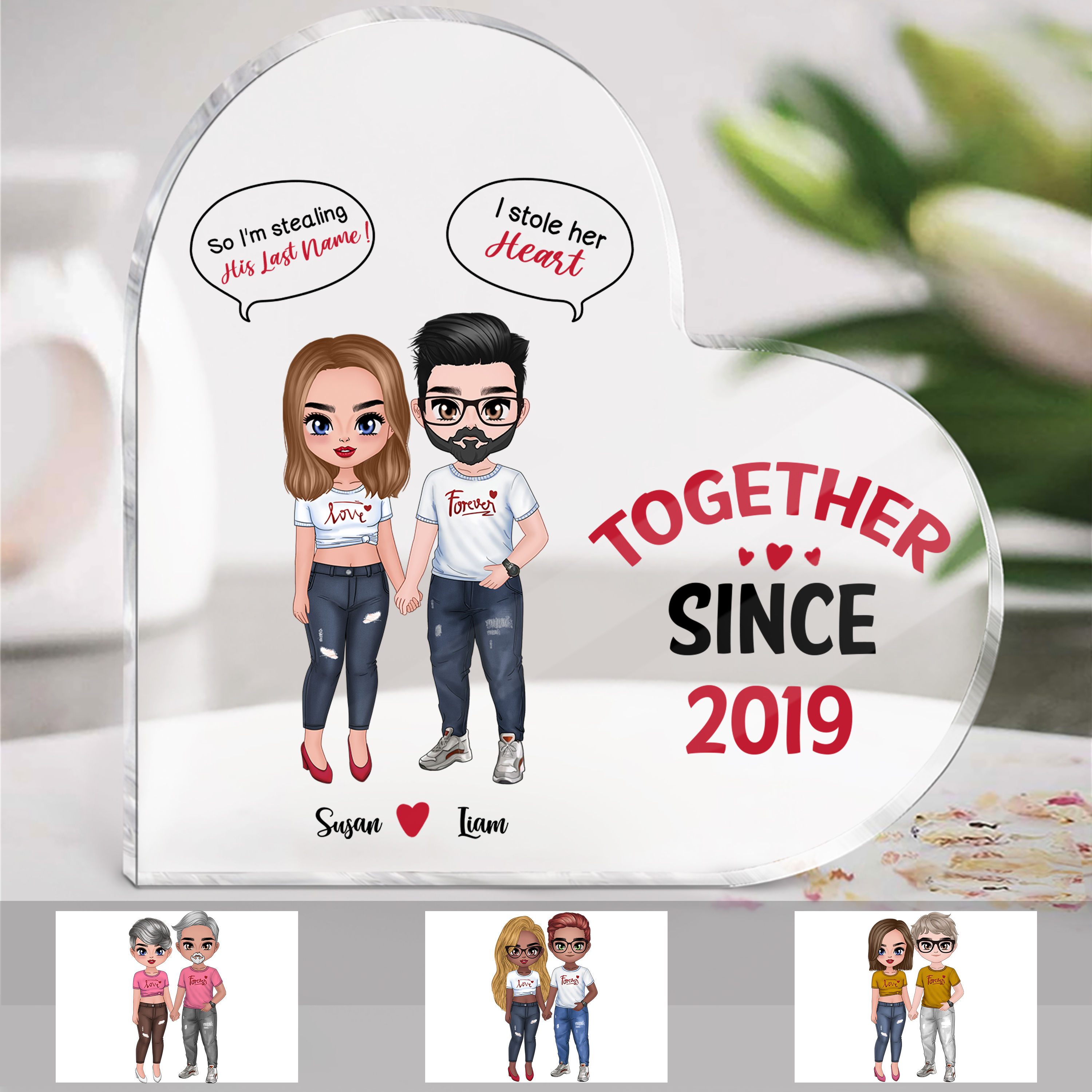 Heart Transparent Plaque - Couple - Together since 2019