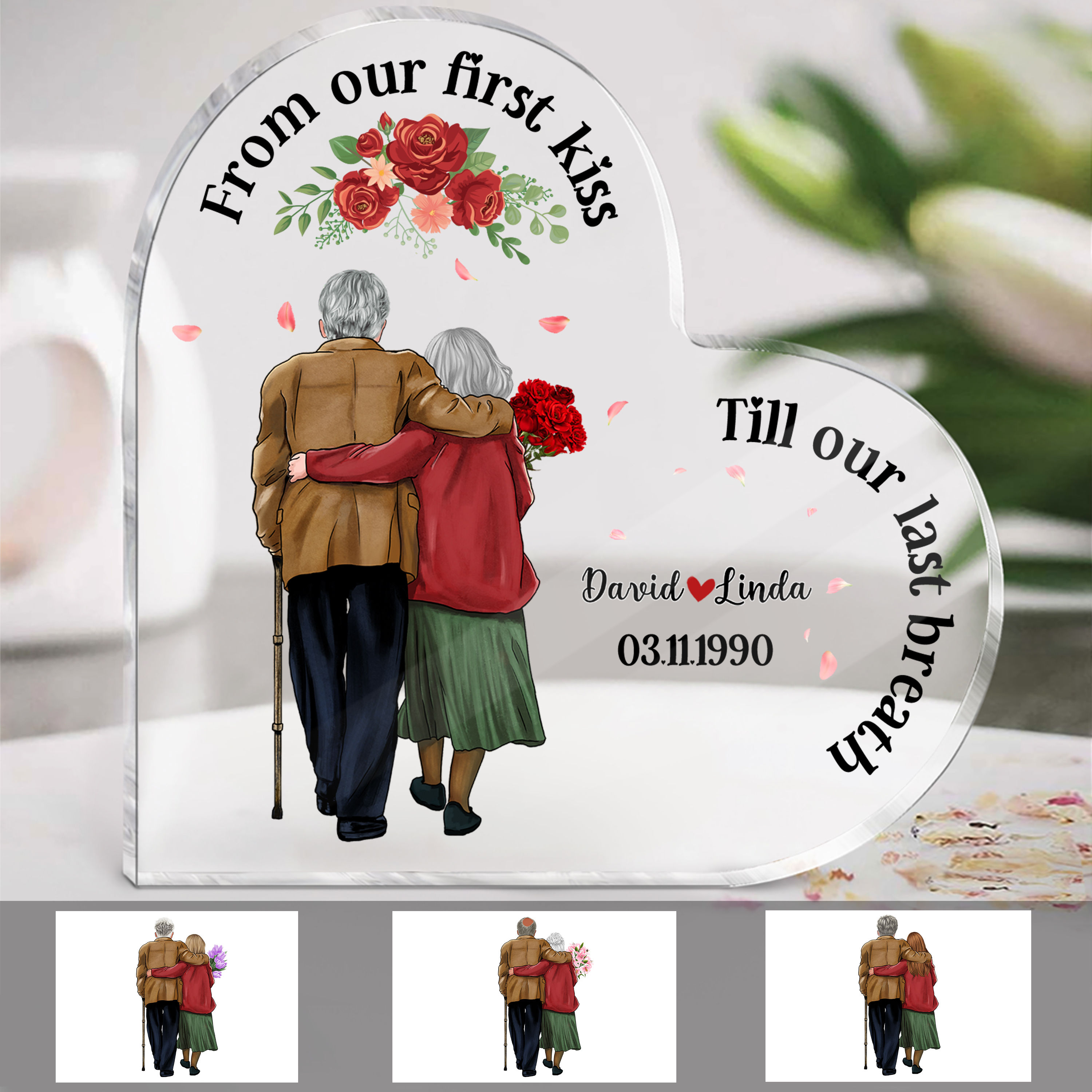 Heart Transparent Plaque - Couple - From our first kiss till our last ...