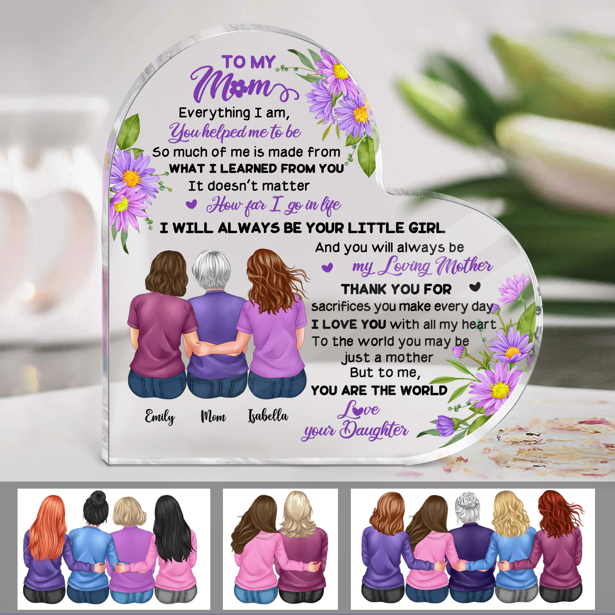 Heart Transparent Plaque - To My Mom 1 (24205) - Personalized Desktop