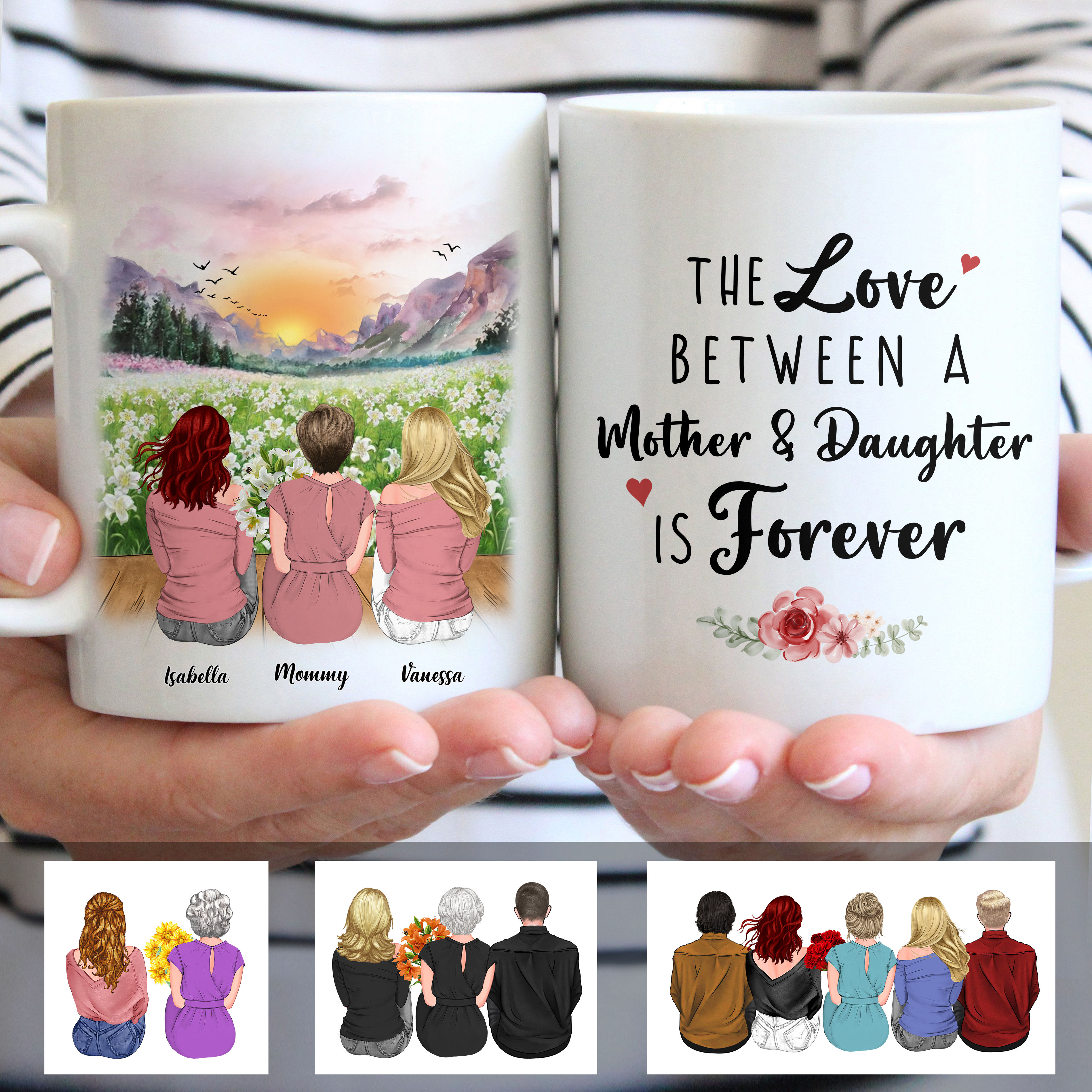 Custom Mug - Mother's Day Gift - The Love Between a Mother and Daughters Is Forever (24813 ...