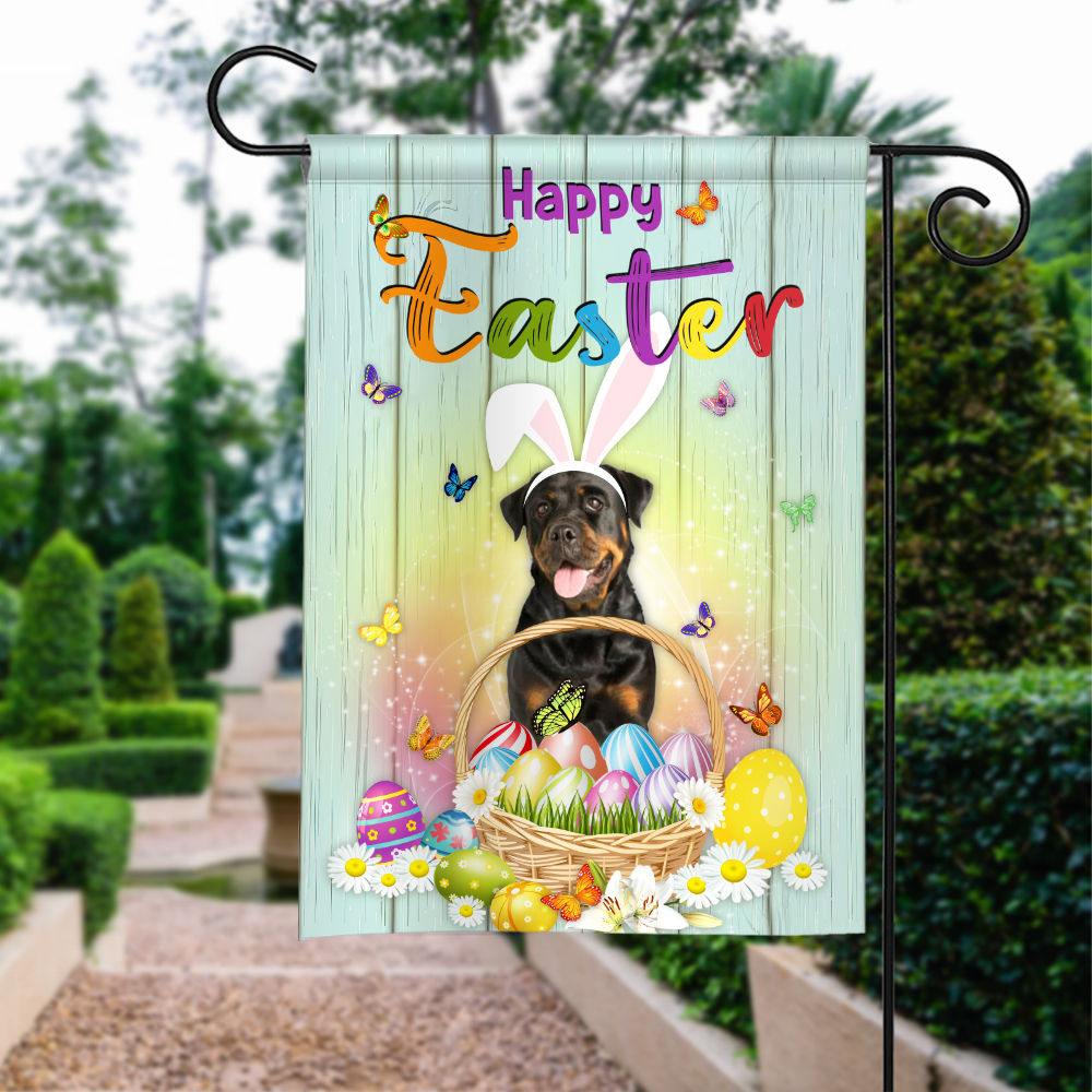 Happy Easter Day - Easter Flag Happy Easter Flags Rottweiler Dog Flag ...