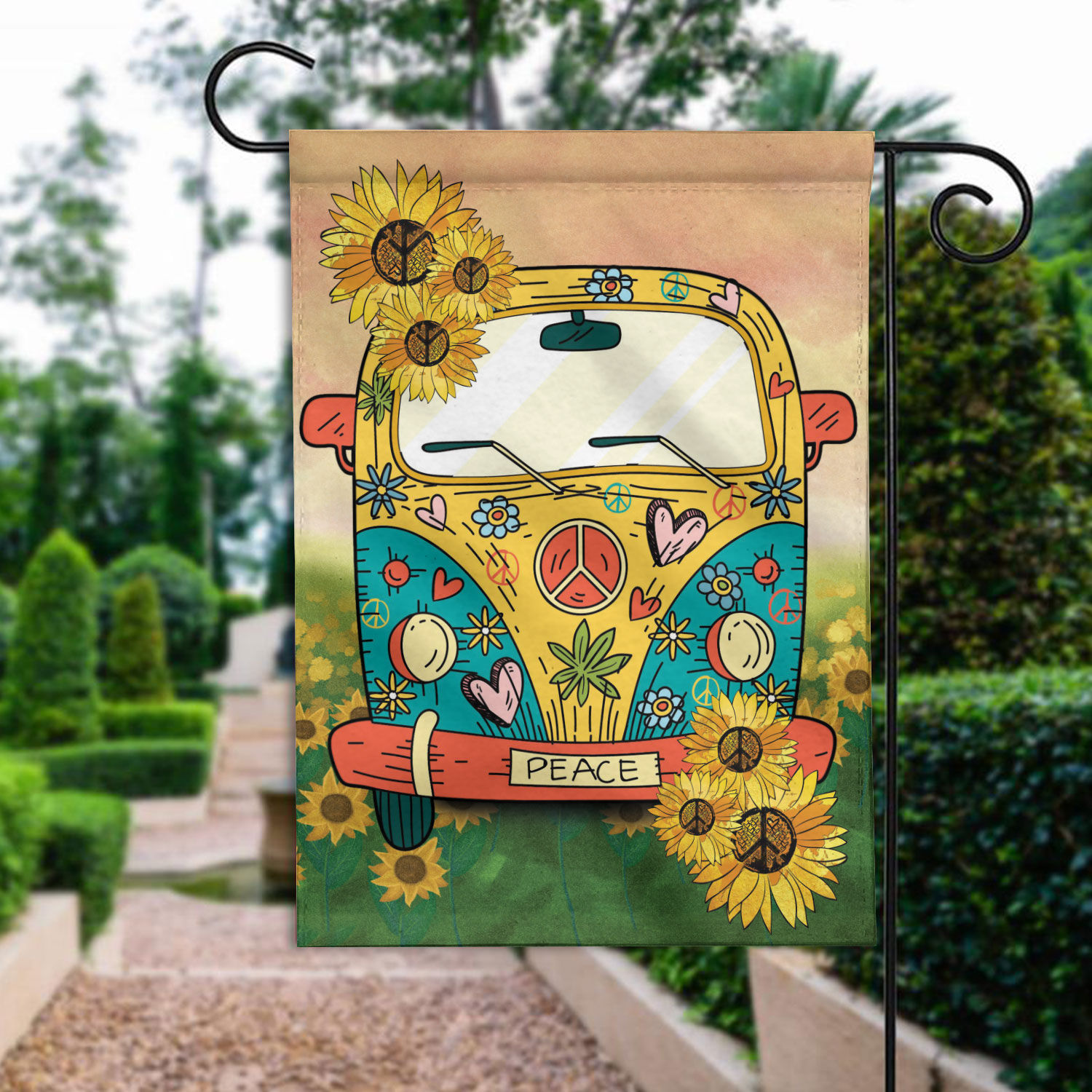 Boho Hippie Bohemian - Hippie Soul Flag, Hippie Peace Flag, Hippie Bus ...