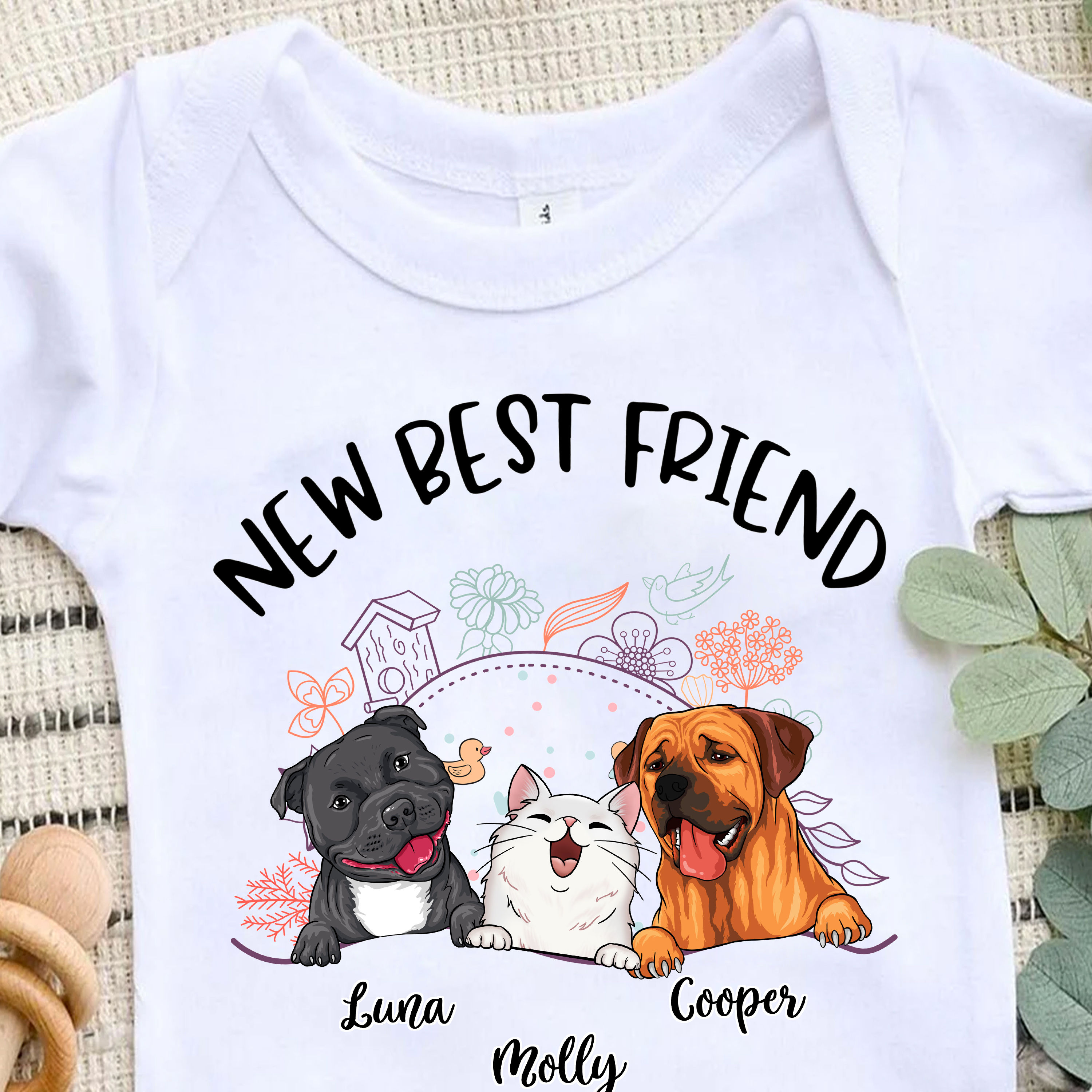 Custom Baby Onesies - New Best Friend 2 - Personalized Onesie