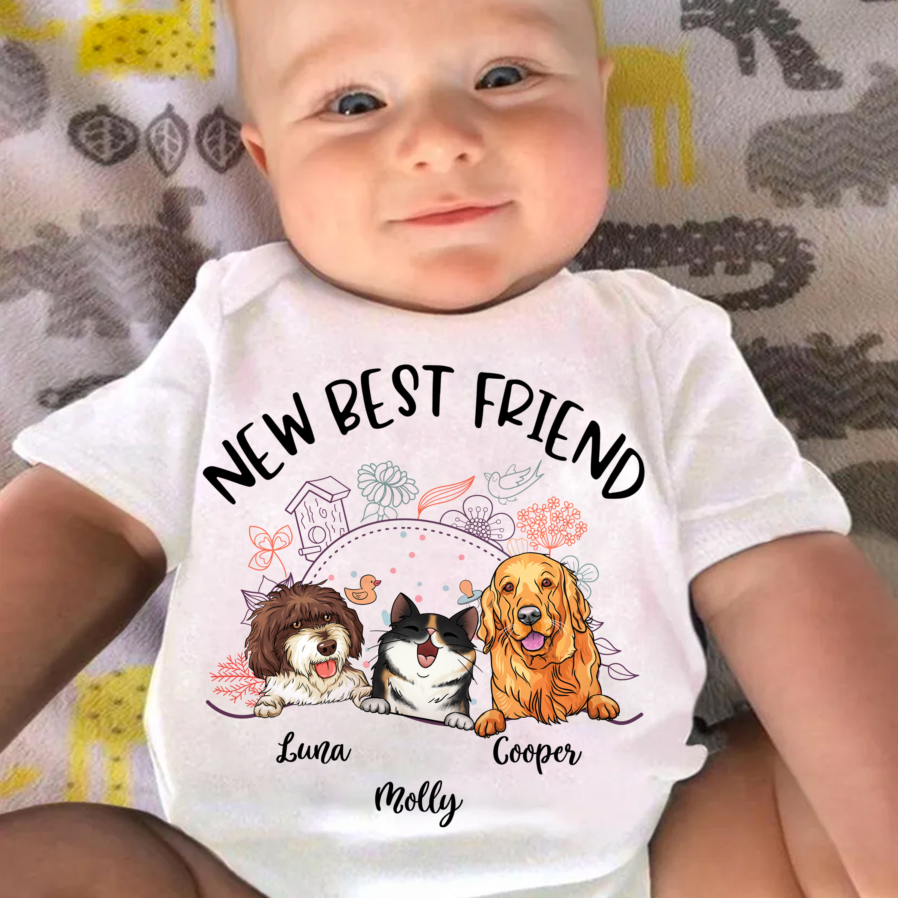 Custom Baby Onesies - New Best Friend 2 - Personalized Onesie