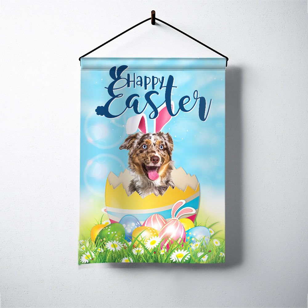 Happy Easter - Happy Easter Boston American Shepherd Dog Flag Dog Bunny ...