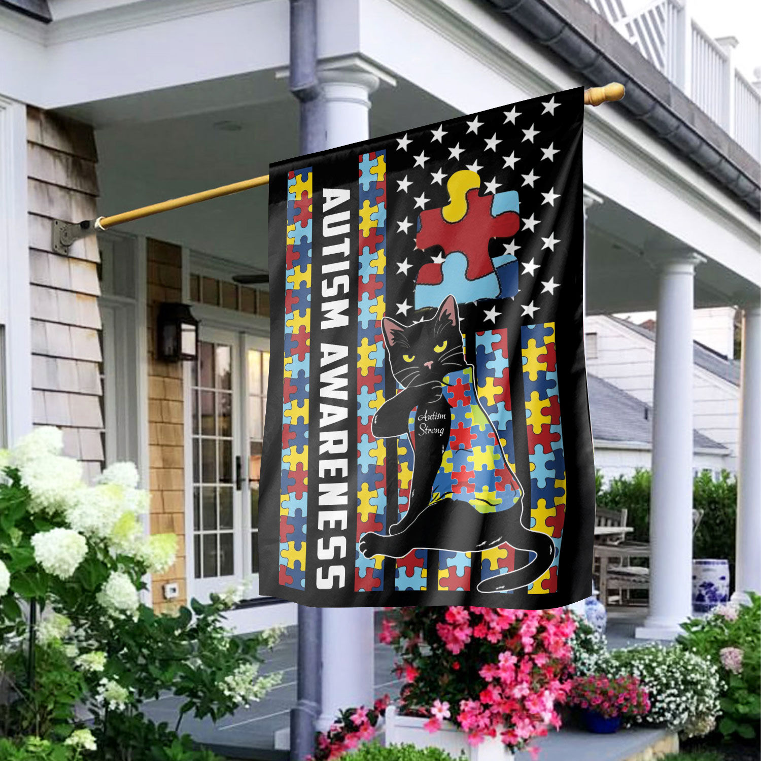 Autism Awareness - Autism Awareness Flag, Puzzle Ribbon, Love Autism ...