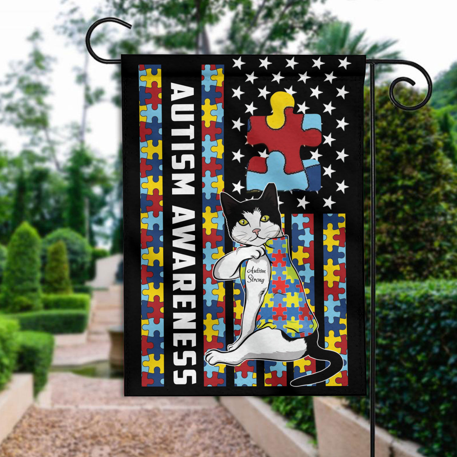 Autism Awareness - Autism Awareness Flag, Puzzle Ribbon, Love Autism ...