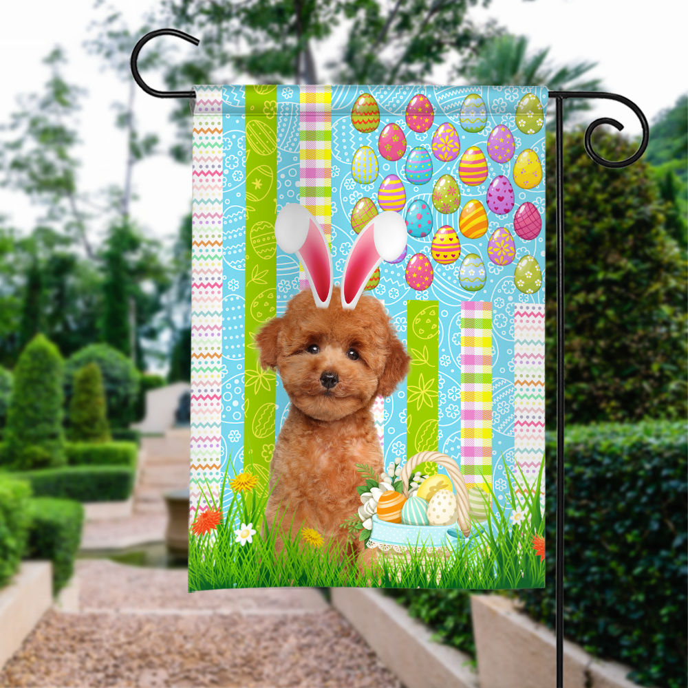Happy Easter - Poodle Dog Easter Wreath Dog Flag Bunny Easter Wreath ...
