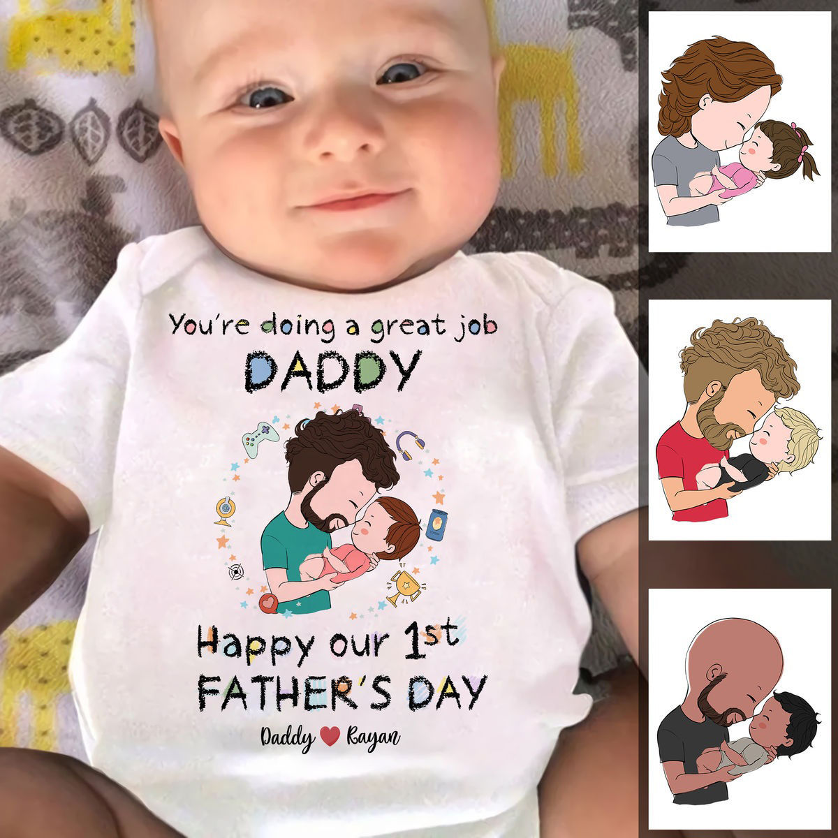Custom Baby Onesies - You're doing a great job daddy Happy 1st Father's ...